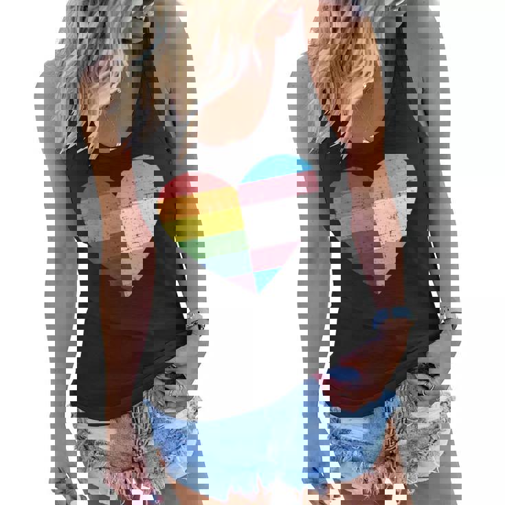 Heart With Rainbow And Transgender Flag For Pride Month Women Flowy ...