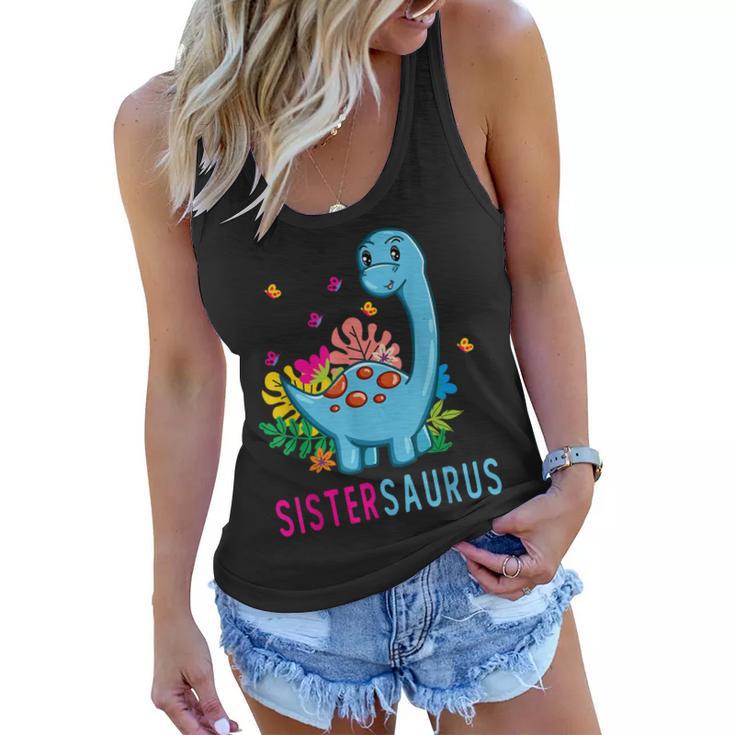 Sistersaurus Cute Dino Dinosaur Sister Saurus Women Flowy Tank | Mazezy