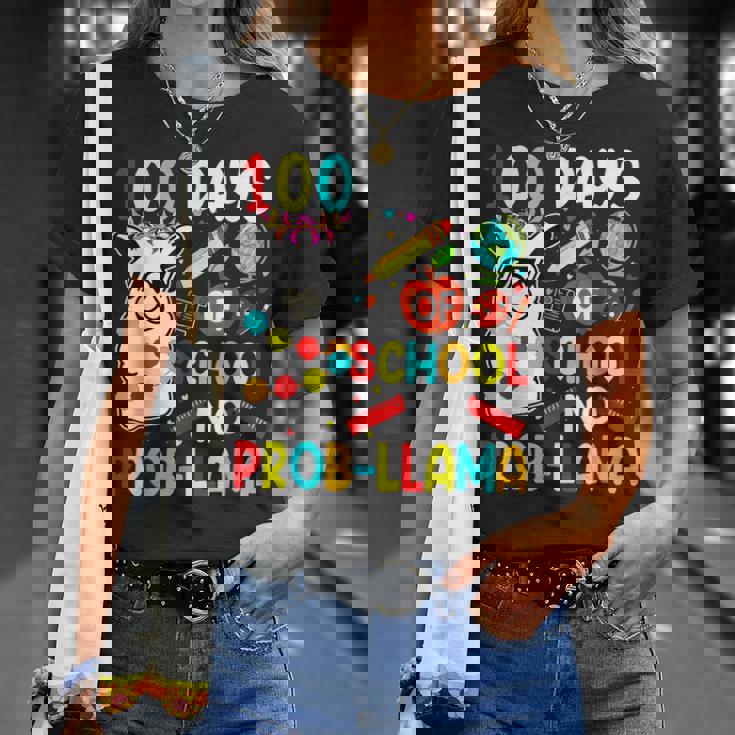 100 Days Of School No Probllama Llama Teachers Students V2 T-Shirt ...