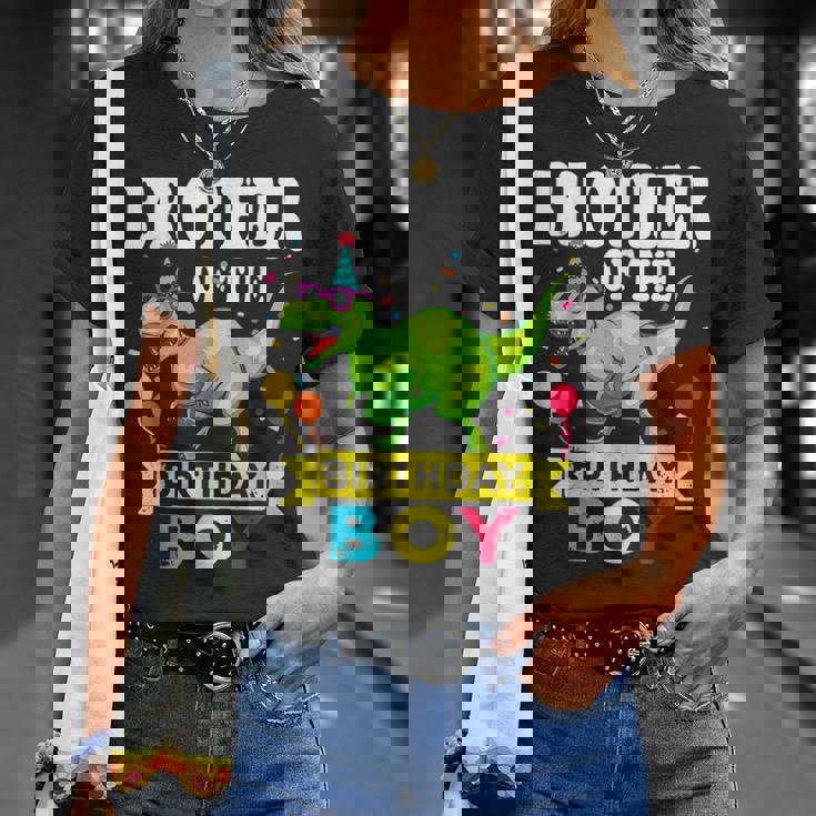 Brother Of The Birthday Boy T-Rex Rawr Dinosaur Birthday Boy Unisex T-Shirt | Mazezy