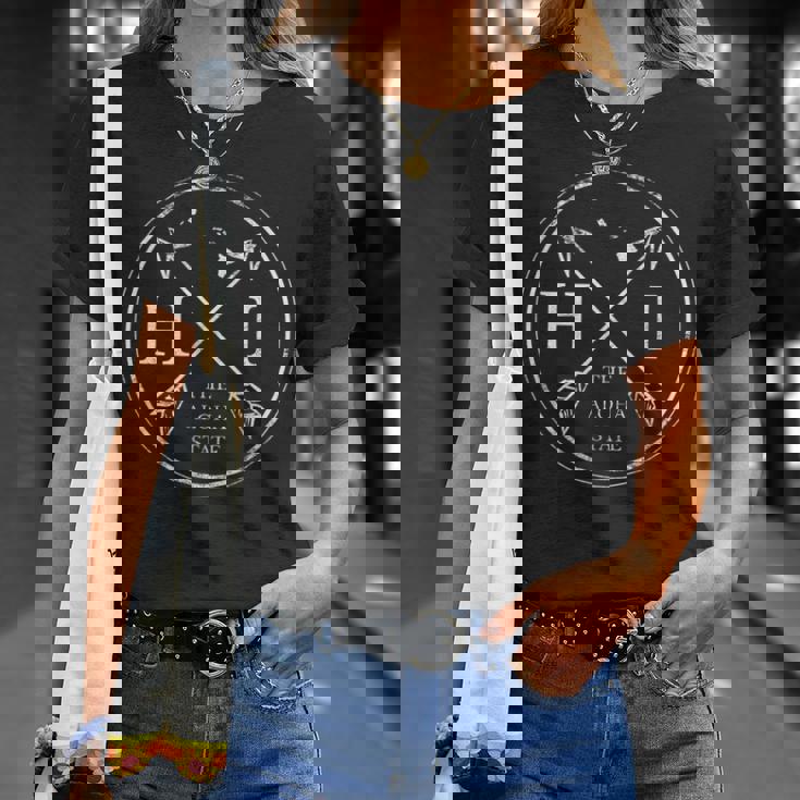 Cute Distressed Hawaii Hi The Aloha State Beach Vacation T-shirt - Seseable