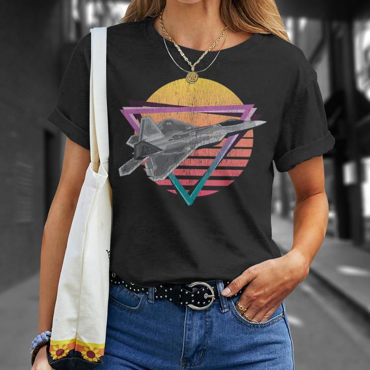 F22 Raptor Fighter Jet Vaporwave Aesthetic Retrowave Jet Unisex T-Shirt ...