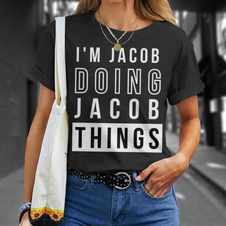 Mens Im Jacob Doing Jacob Things Birthday Name Idea T-Shirt - Seseable