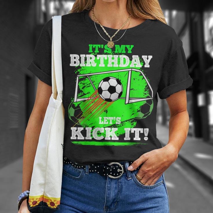 Soccer Birthday Its My Birthday Lets Kick It Kids Unisex T-Shirt | Mazezy