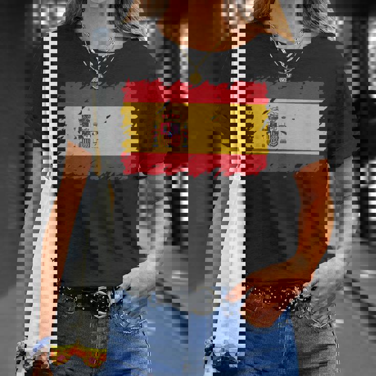 Spain Flag Proud Spanish Pride Spain Soccer Support V2T-shirt - Seseable