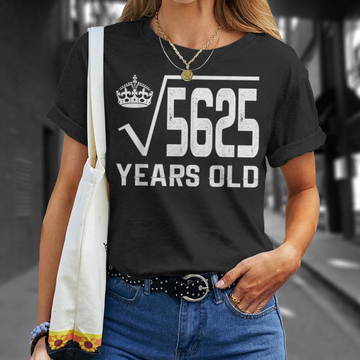 Square Root Of 5625 75 Years Old 75Th Birthday T-shirt - Seseable