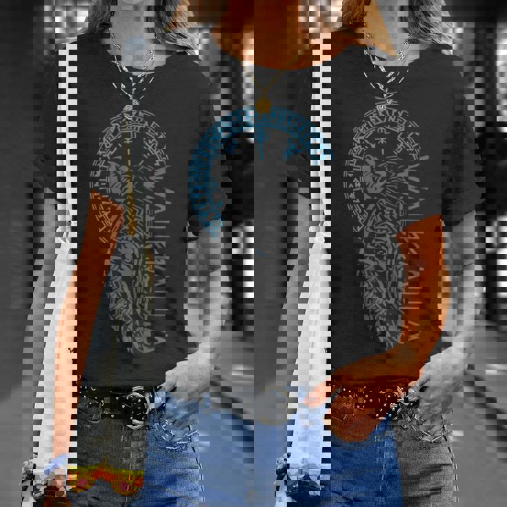 Valhalla Wolf Mask Odin Runes Norse Compass Viking T-shirt - Thegiftio UK