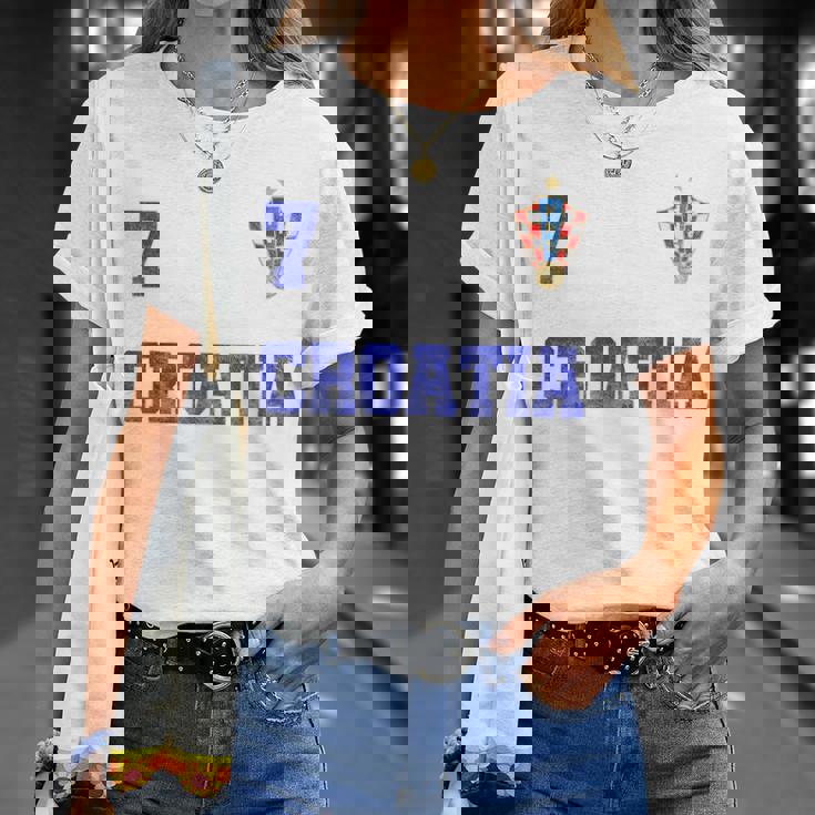 Croatia Soccer Jersey Number Seven Croatian Flag Football T-shirt ...