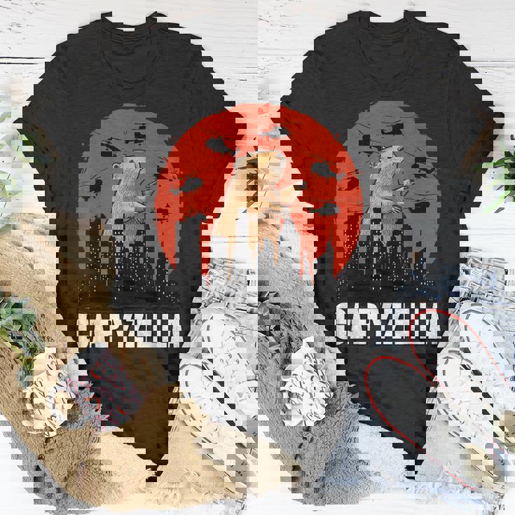 Capybara Funny Capybara Rodent Capyzilla Funny Unisex T-Shirt | Mazezy