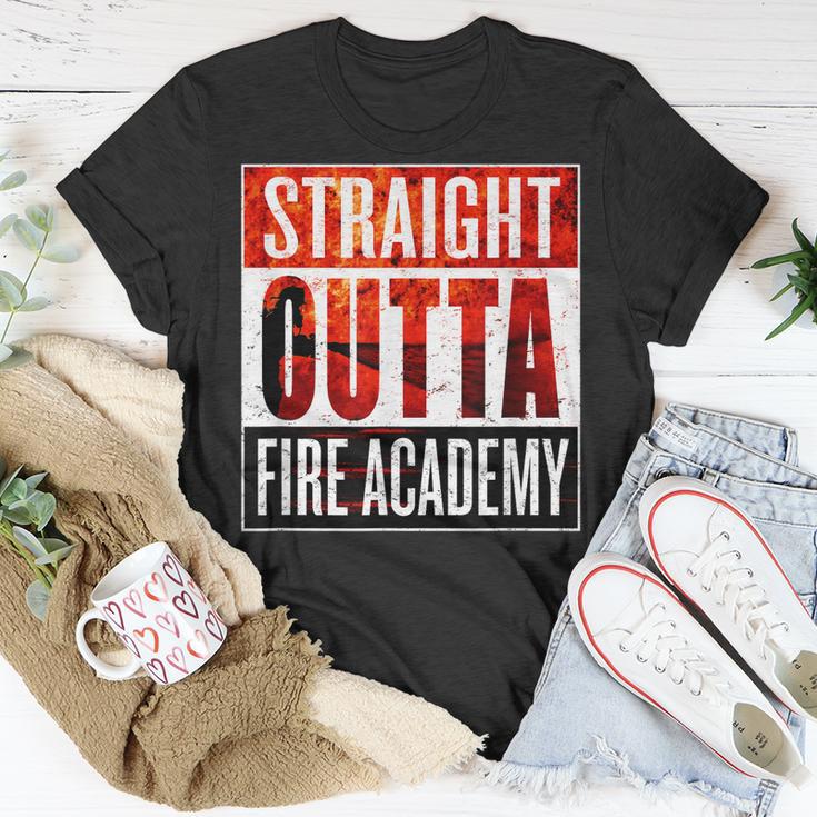 Straight Outta Fire Academy T Firefighter Graduation T-Shirt - Seseable