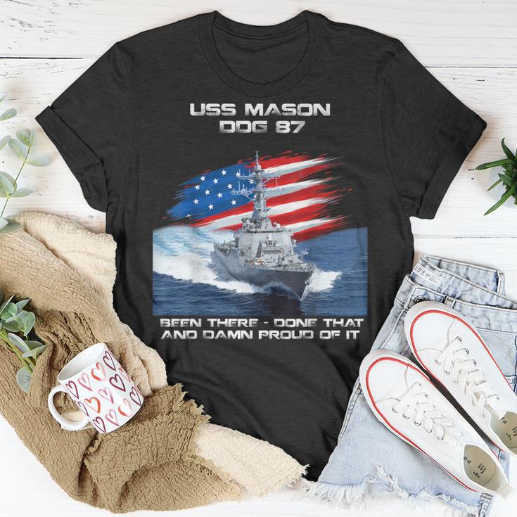 Uss Mason Ddg-87 Destroyer Ship Usa Flag Veteran Xmas T-Shirt - Seseable