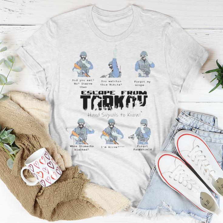 Tarkov Hand Signs Escape From Tarkov Unisex T-Shirt | Mazezy