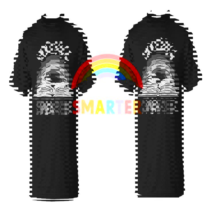 100 Days Smarter Book Rainbow 100 Day Of School Boy Girl Kid T-shirt ...