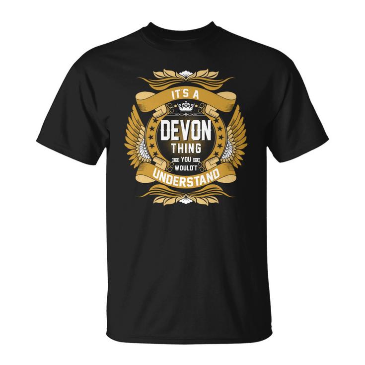 Devon Name Devon Family Name Crest V2 Unisex T-Shirt | Seseable