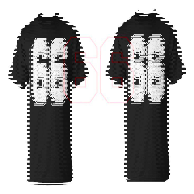 66 Outline Number 66 Fan Varsity Sports Team Blue Jersey T-Shirt - Seseable