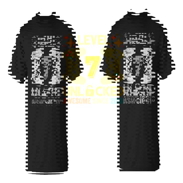 7Th Birthday Boy Level 7 Unlocked Awesome 2016 Video Gamer V2 T-Shirt ...