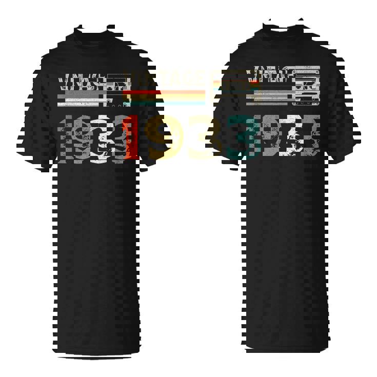 90 Year Old Vintage 1933 90Th Birthday Cassette Tape T-shirt | Seseable