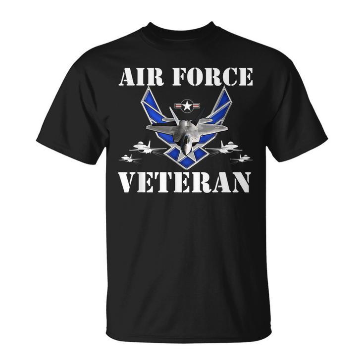 Air Force Veteran With Vintage Roundel And F35 T-Shirt | Seseable