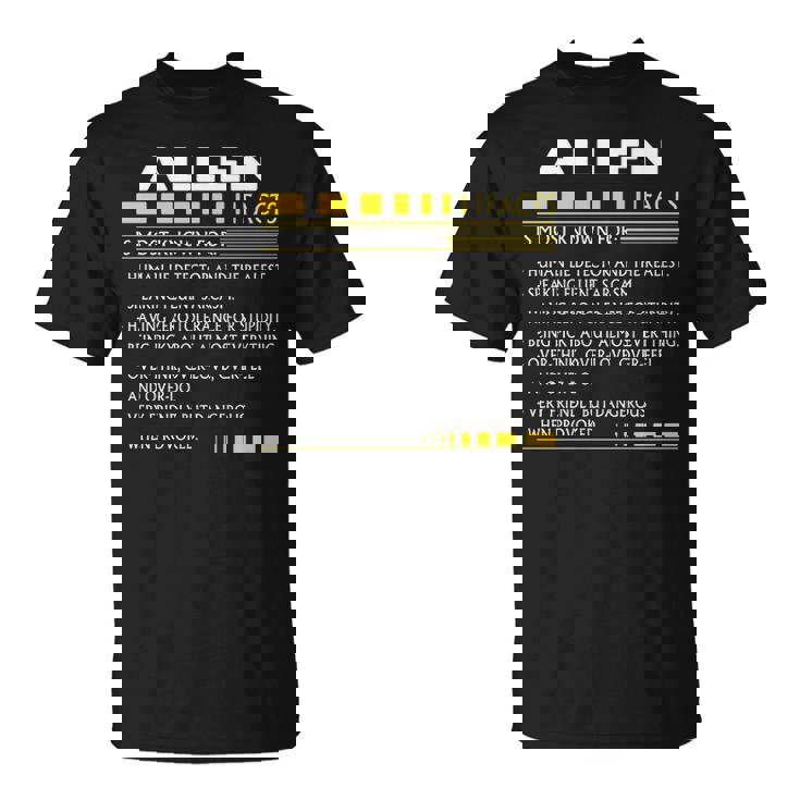 Allen Name Gift Allen Facts V2 Unisex T-Shirt | Seseable