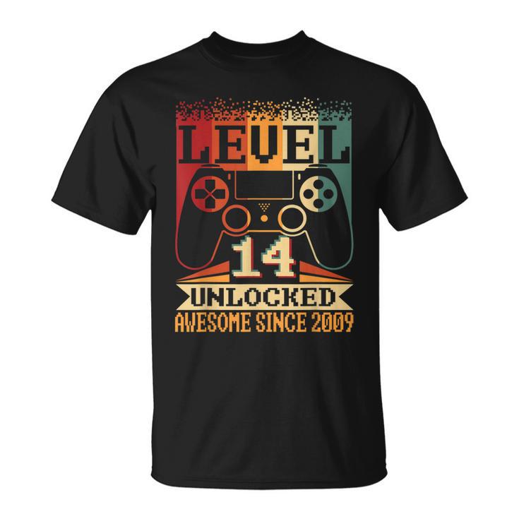Level 14 Unlocked Awesome 2009 Video Game 14Th Birthday V2 T-Shirt ...