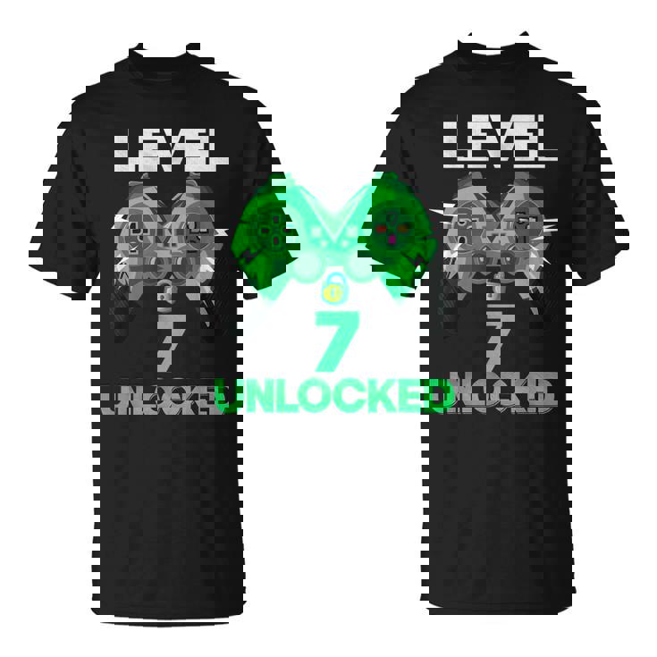 Level 7 Unlocked Birthday Boy 7 Year Old Video Game Gaming T-shirt ...