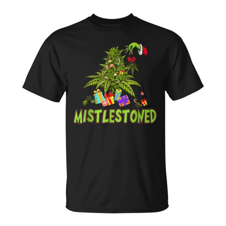 Mistlestoned Vintage Christmas Weed Smoker T-shirt - Seseable