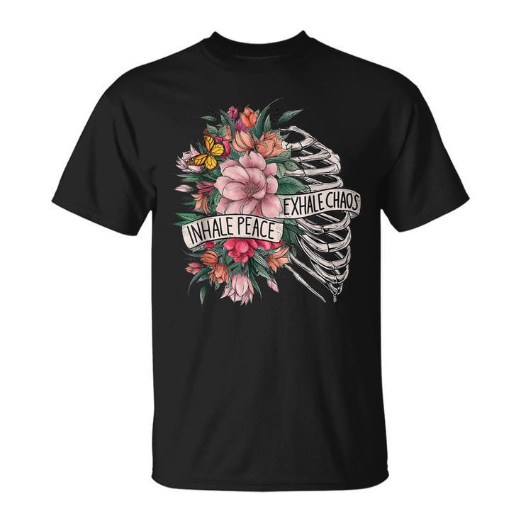 Skeleton Rib Cage Inhale Peace Exhale Chaos Mental Health Unisex T ...
