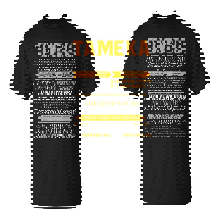 Tameka Completely Unexplainable Name Front Print 1Kfem T-Shirt - Seseable