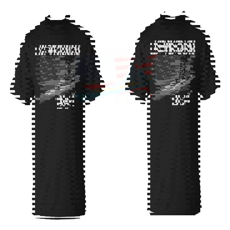 Ww2 American Battleship Uss Wisconsin Bb-64 Warships Veteran T-Shirt ...