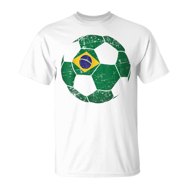 Brazil Soccer Ball Flag Brazilian Football T-shirt | Seseable