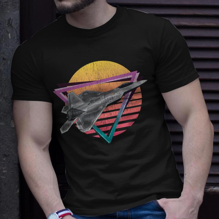 F22 Raptor Fighter Jet Vaporwave Aesthetic Retrowave Jet Unisex T-Shirt ...
