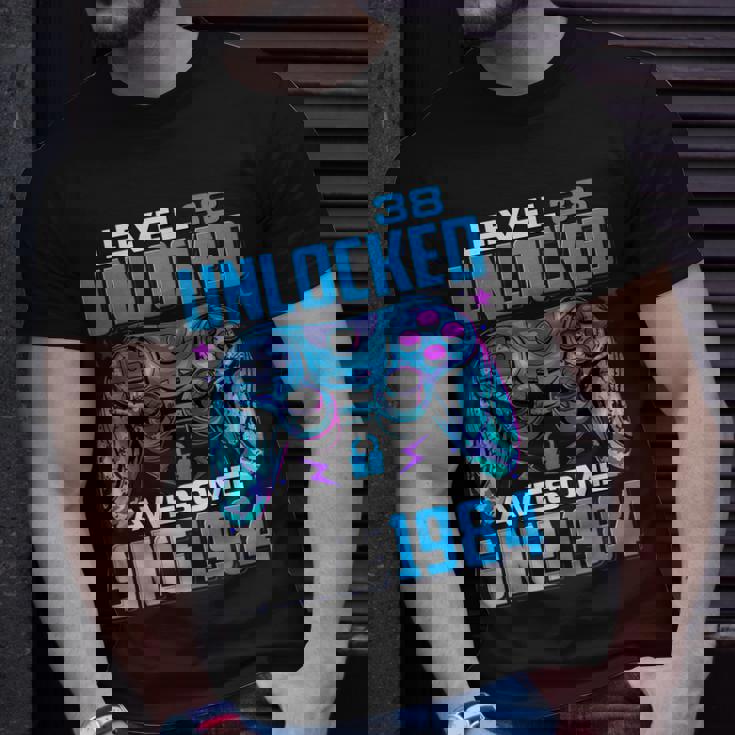 Level 38 Unlocked Awesome Since 1984 38Th Birthday Gaming T-shirt ...