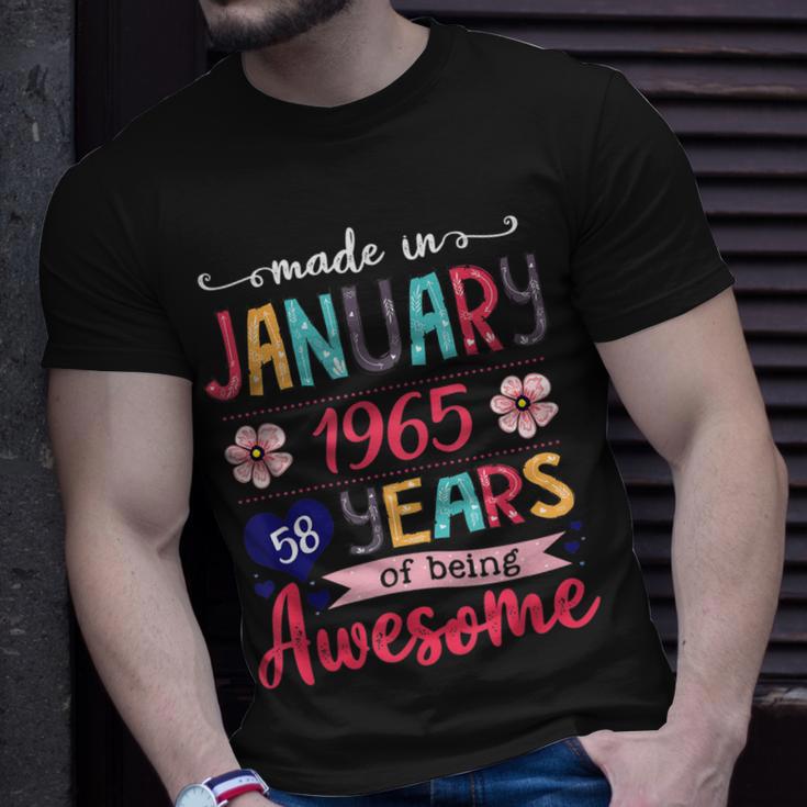 Made In January 1965 58Th Birthday January Girl T-Shirt - Seseable