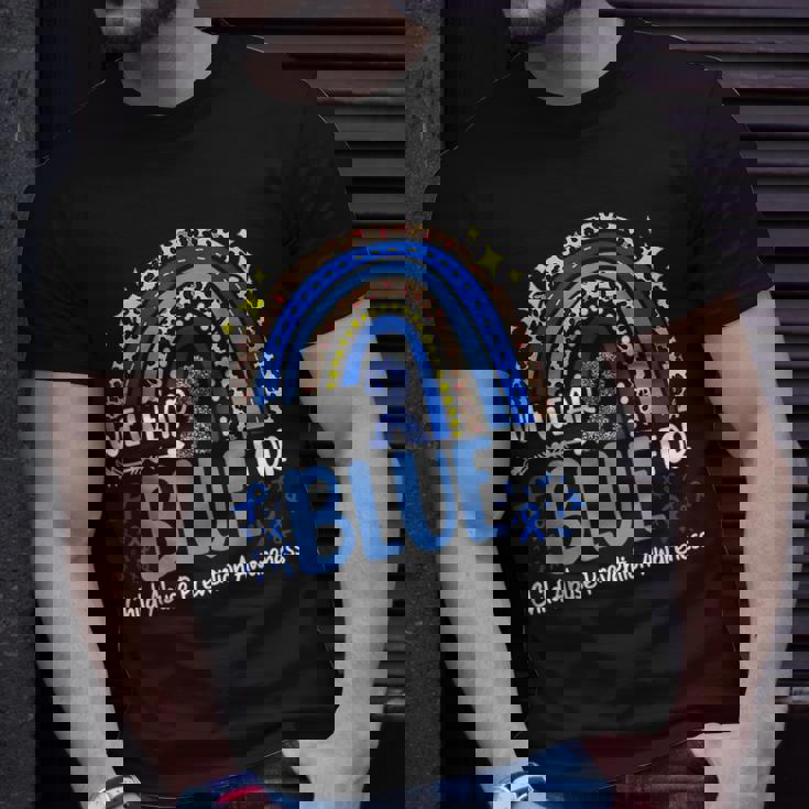 Rainbow We Wear Blue Child Abuse Prevention Month Awareness Unisex T ...