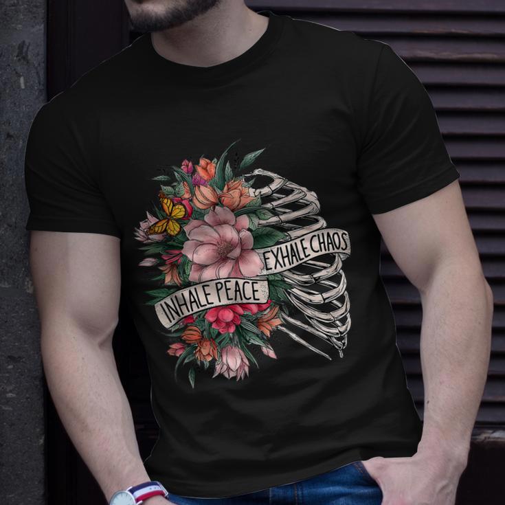 Skeleton Rib Cage Inhale Peace Exhale Chaos Mental Health Unisex T ...