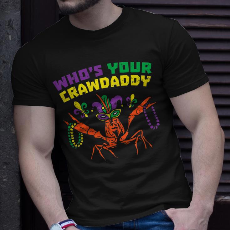 Whos Your Crawdaddy Crawfish Jester Beads Mardi Gras V2 T-Shirt - Seseable