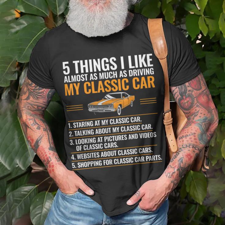 5 Things I Like Classic Car Enthusiast Old Car Lover Guy T-Shirt - Seseable
