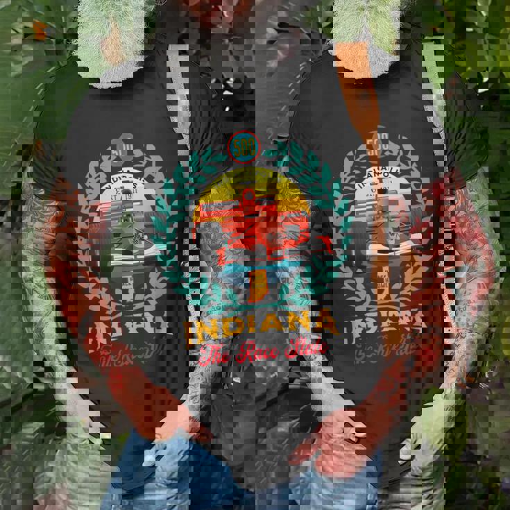 500 Indianapolis Indiana The Race State Checkered Flag V2T-shirt - Seseable