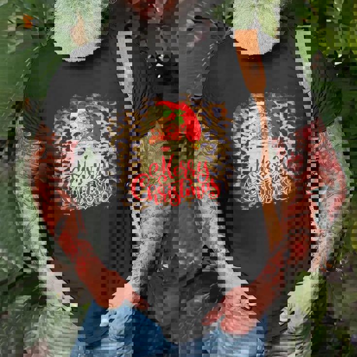 Leopard Vintage 70S Santa Merry Christmas Santa Claus Face V3 T-shirt ...